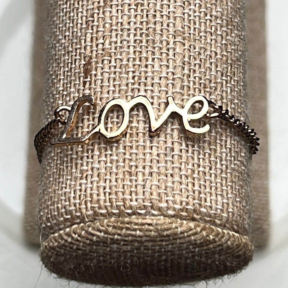 Vintage Aldo Cursive Script Love Gold Tone Bracelet A… - Gem